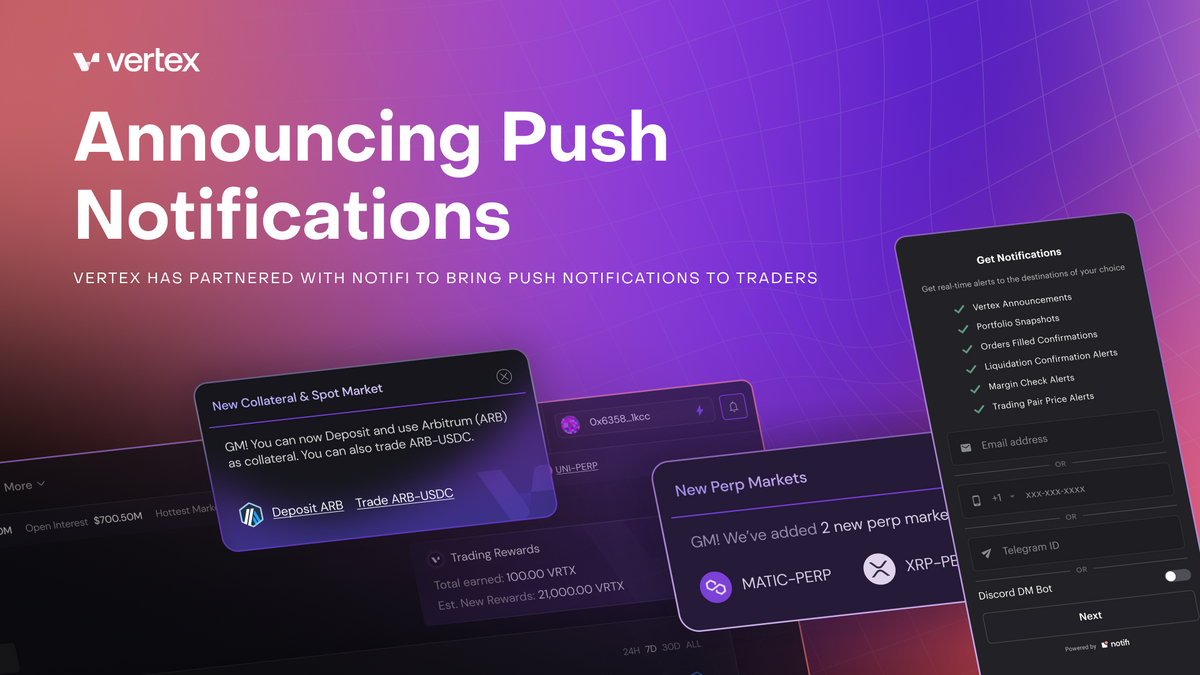 Notifi Integration - Push Notifications on Vertex Notifi Integration - Push Notifications on Vertex